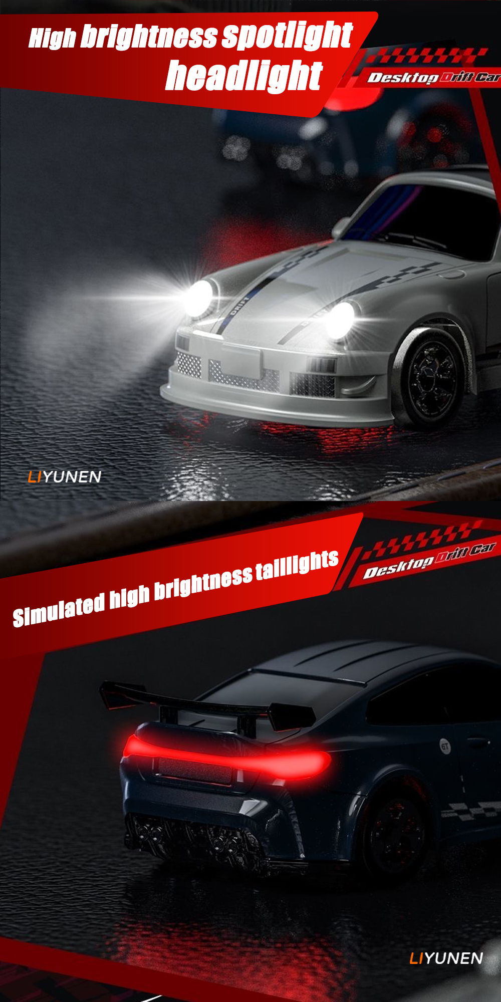 1:64 MINI Desktop RC Car 4WD Proportional Throttle Steering Remote ...