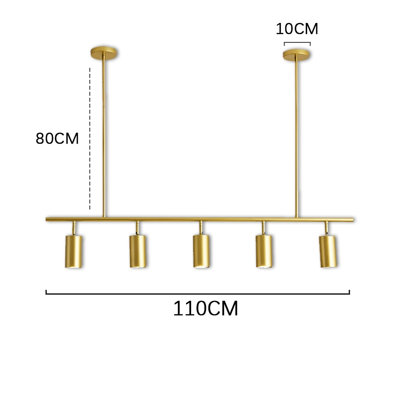 5-head Gold Hanging Rod Spotlight Ceiling Light Adjustable Angle ...