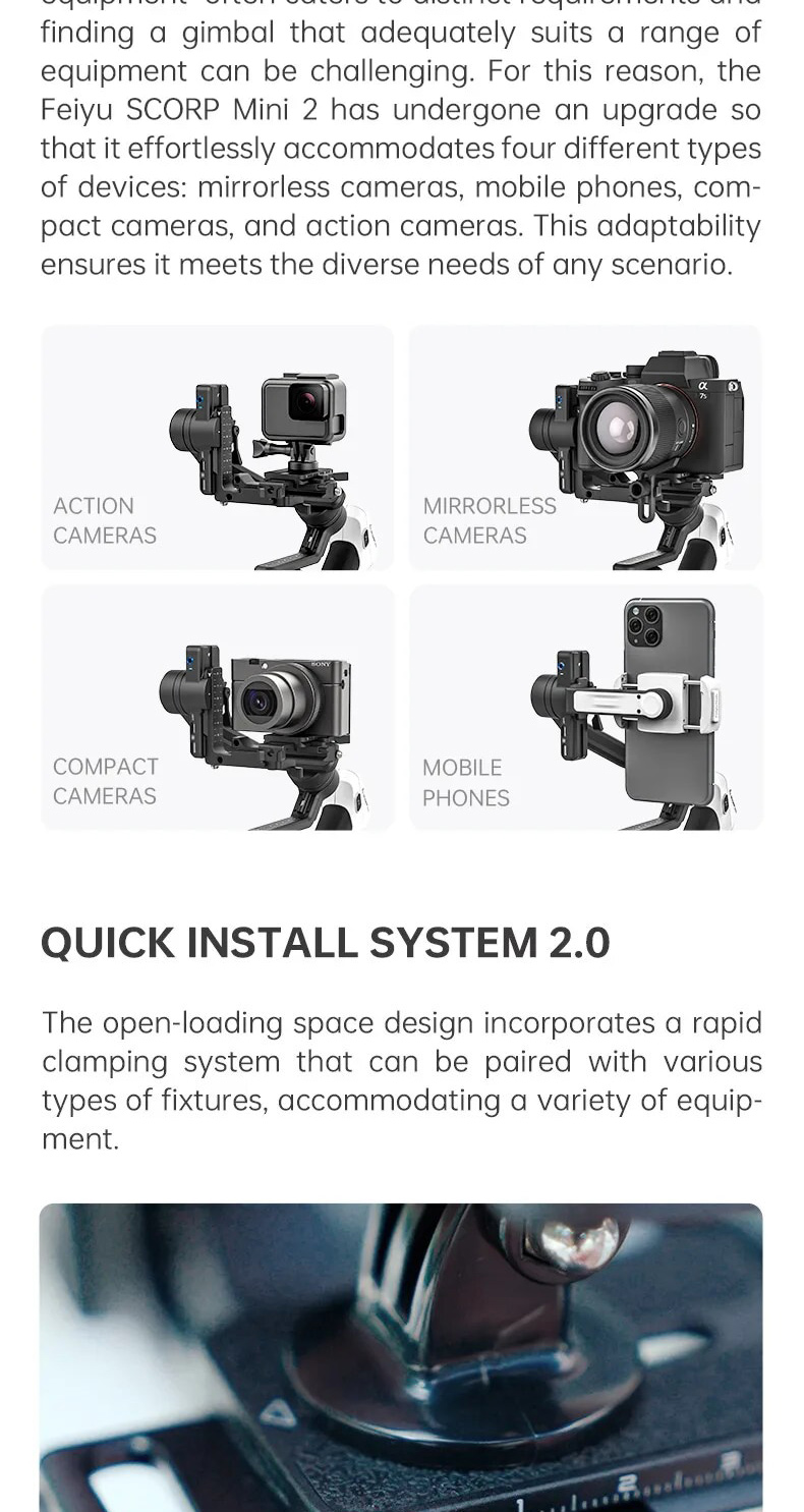 FeiyuTech SCORP Mini 2 Kit 3-Axis Handheld Mirrorless Camera Action ...