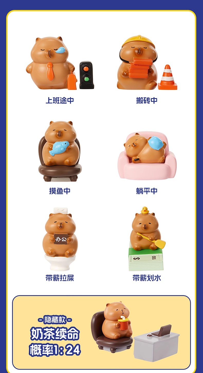 MINISO Part-time Dolphin Blind Box Cute Ornament Kapibala Doll Gift ...