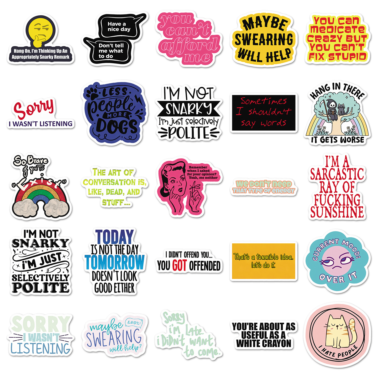 50pcs Funny Snarky MEME Stickers Graffiti DIY Phone Luggage Skateboard ...