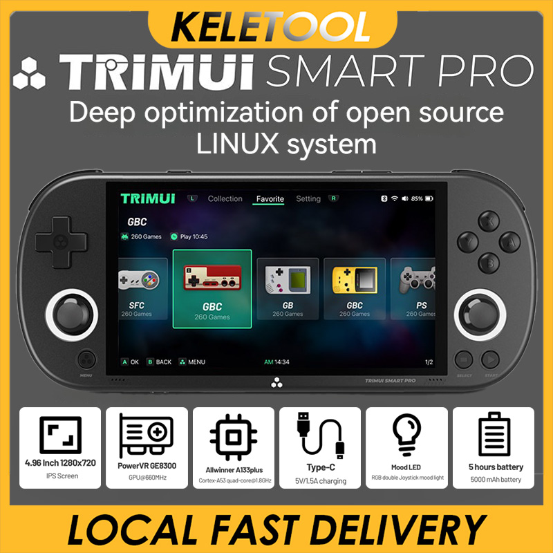 Trimui Smart Pro Handheld Game Console 4.96''IPS Screen Linux System ...