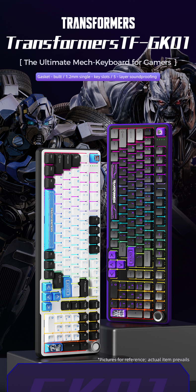 Transformers GK01 Wireless Mechanical Keyboard BT/2.4G/USB-C Hot Swap ...