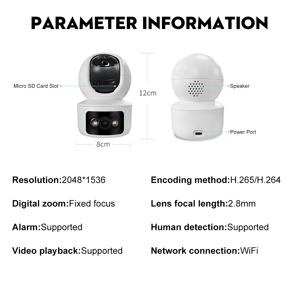 3MP HD CCTV Camera Wireless 5G WIFI With 360 Panorama Home Security Two ...