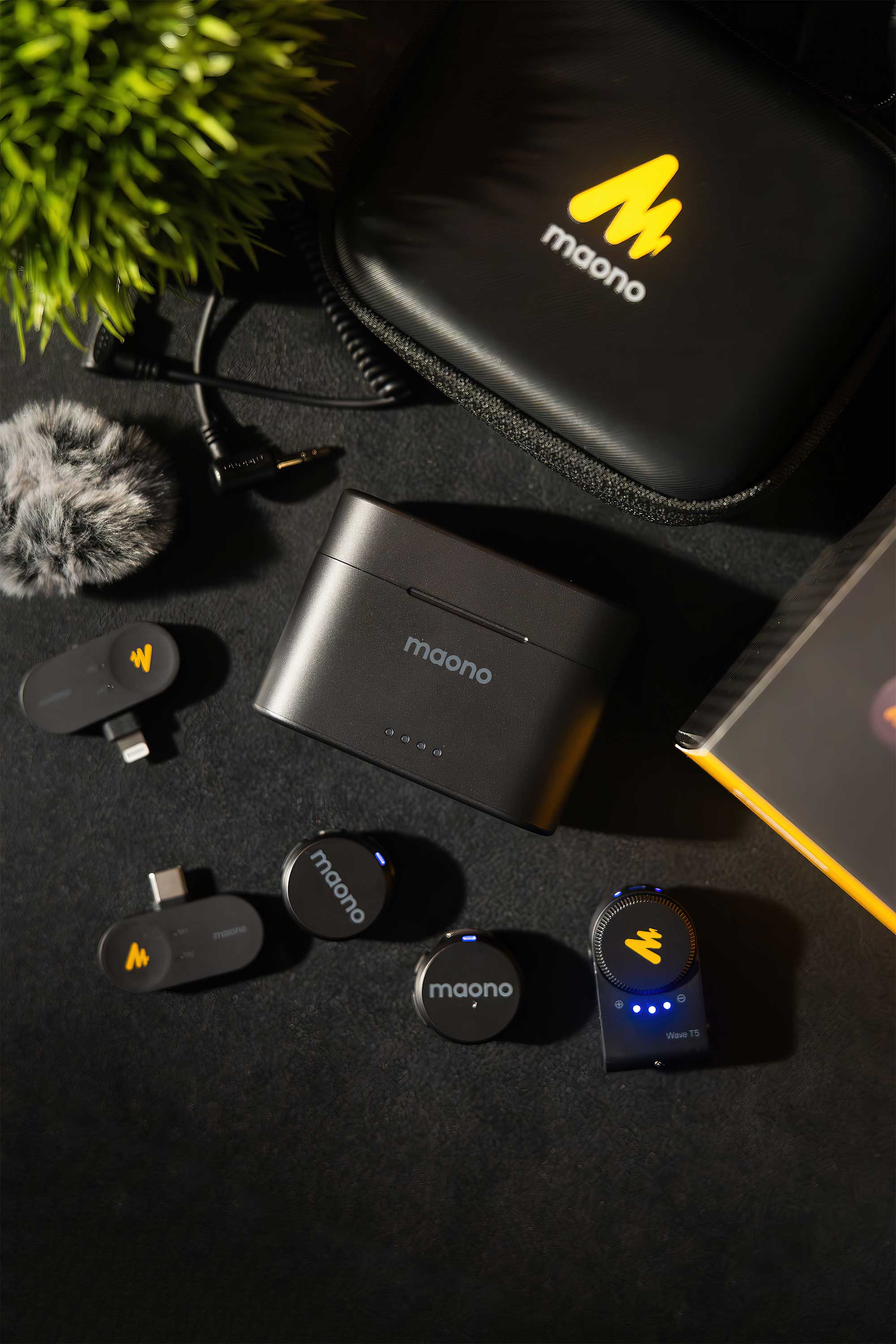 Maono Wave T5 Wireless Lavalier Microphone Noise Cancelling Microphone ...