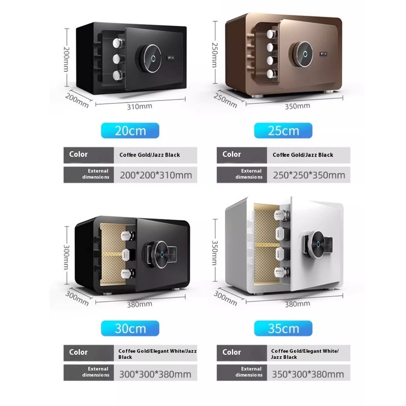 Office Safe Box Fingerprint Password Key Safety Box Fire Prevention ...