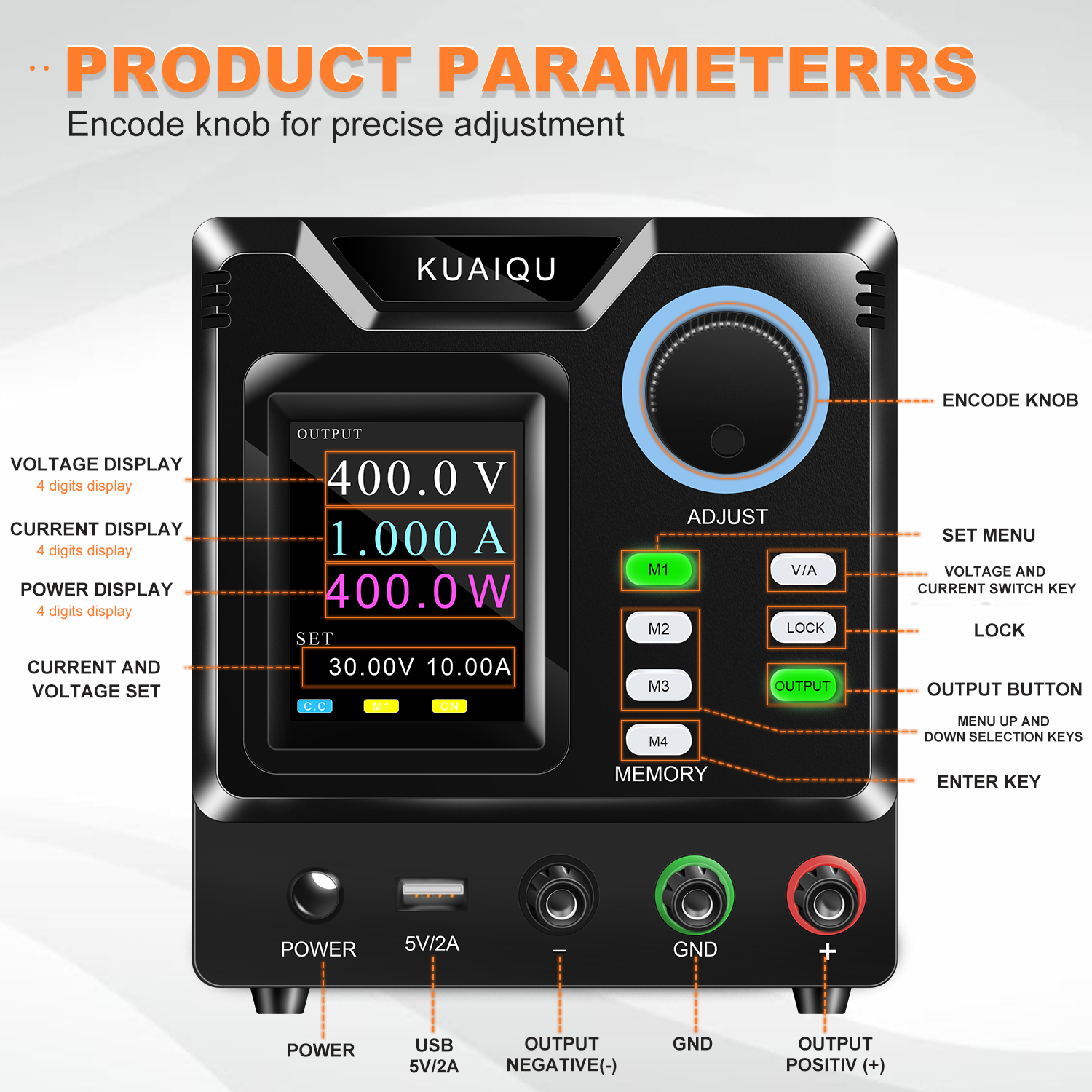 KUAIQU DC POWER SUPPLY 400V 1A 600V 1A 800V 1A 1000V 1A High Voltage DC Power Supply | Shopee ...