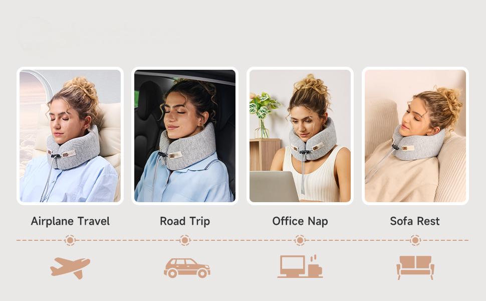 Travel Neck Pillow for Airplane Sleeping, 360° Neck Support Pillow ...