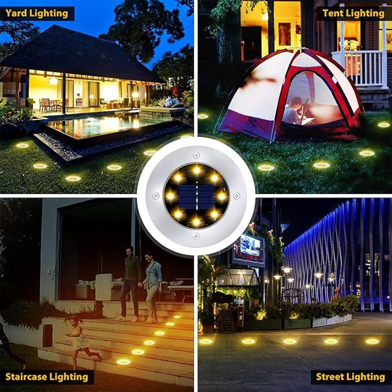 New solar buried lights, 8LED stainless steel outdoor plug-in lawn ...