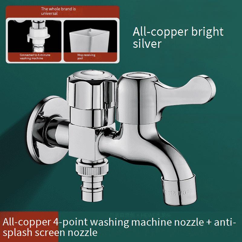Stainless Steel Double Open Tap - 1 In 2 Faucet Tee for Washing Machine ...