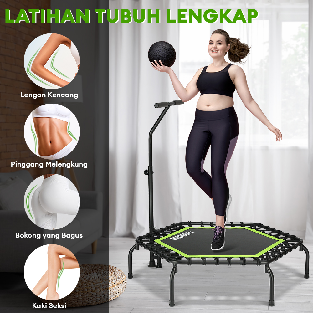 OneTwoFit 50 Inch Trampoline with Handrail | Shopee Singapore