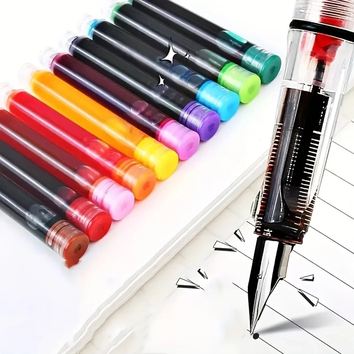 Fountain Pen Set School High Quality Replaceable Ink Cartridge Writing ...