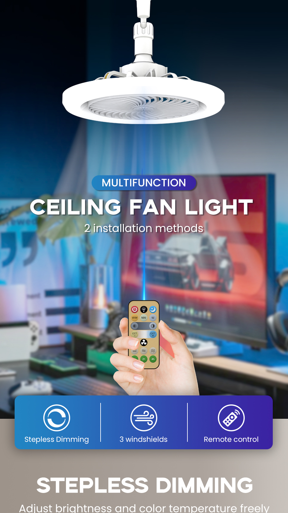 E27 LED Ceiling Ligh With Remote Control 52cm/26cm 3Colors 40W/30W ...