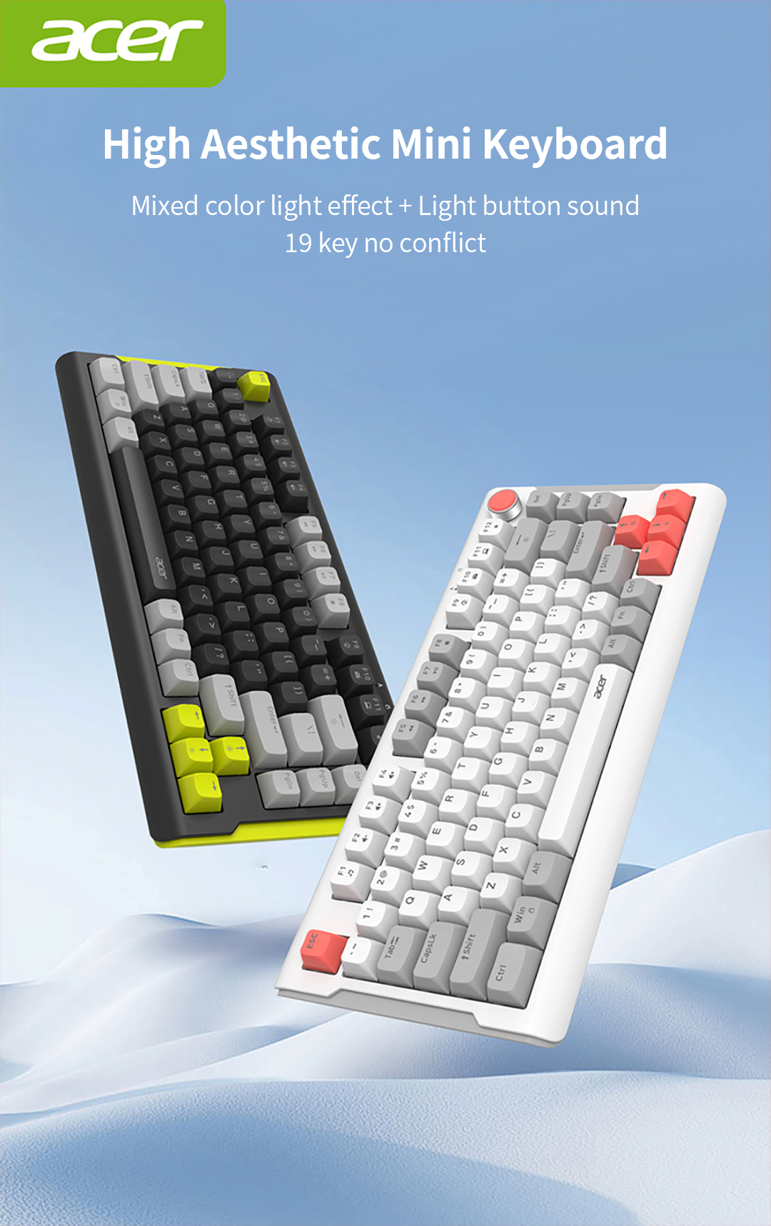 Acer 3-Mode Mechanical Keyboard OKW223 Quiet Knob RGB Office Gaming | Shopee Singapore