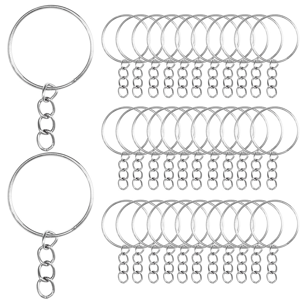50Pcs/Bag Key Ring Accessories DIY Key Chains Car Key Rings Silver-Plated Metal Blank Key Ring ...