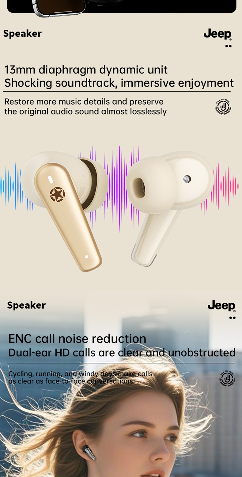 Jeep EW136 TWS True Wireless Bluetooth Earphone Touch Control HD Calls ...