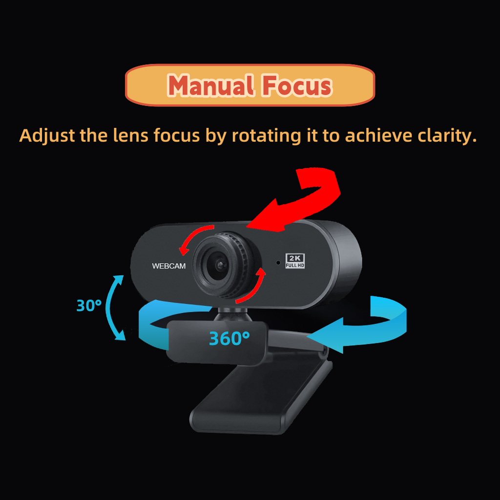 Computer Webcam HD For PC 2K Min i Web Camera with Microphone USB 2.0 ...