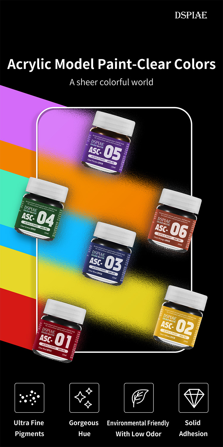 DSPIAE ASC Acrylic Model Paint Clear Colors | Shopee Singapore