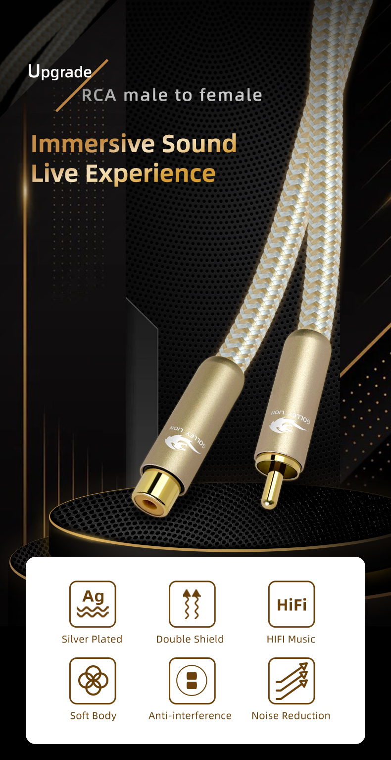GOLLEY LION RCA Extension Cable – Break-Resistant Lead for Brilliant ...