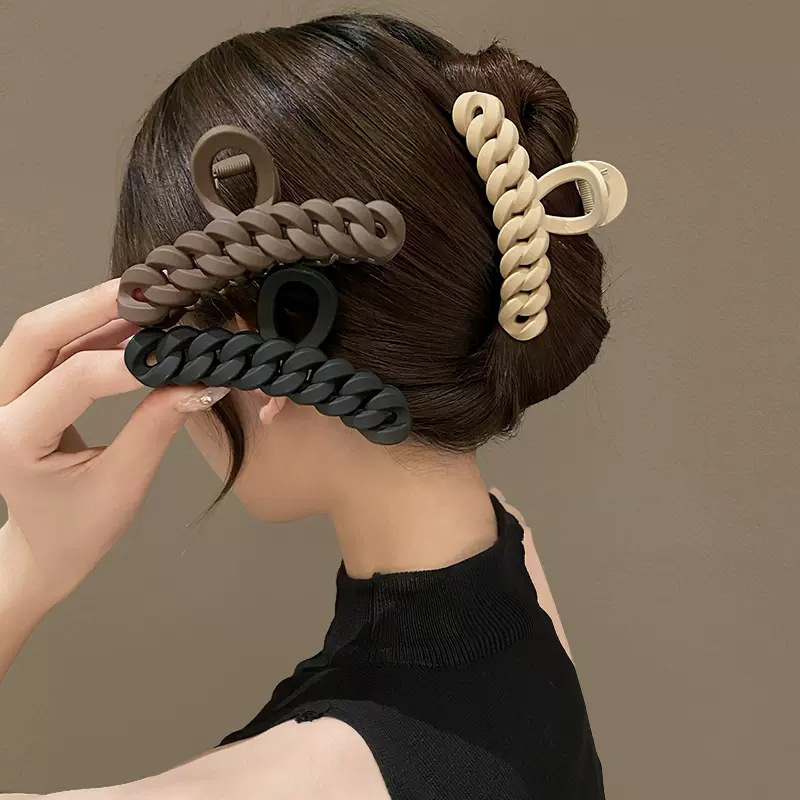 Korean Twist Hair Clip - Milk Coffee Color Sensory Grab Clip for Women ...
