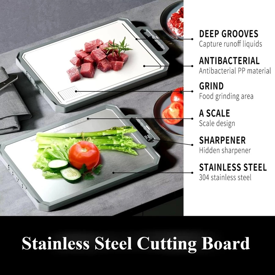 SG ⚡️Ready stock⚡️Kitchen 316 stainless steel cutting board double ...
