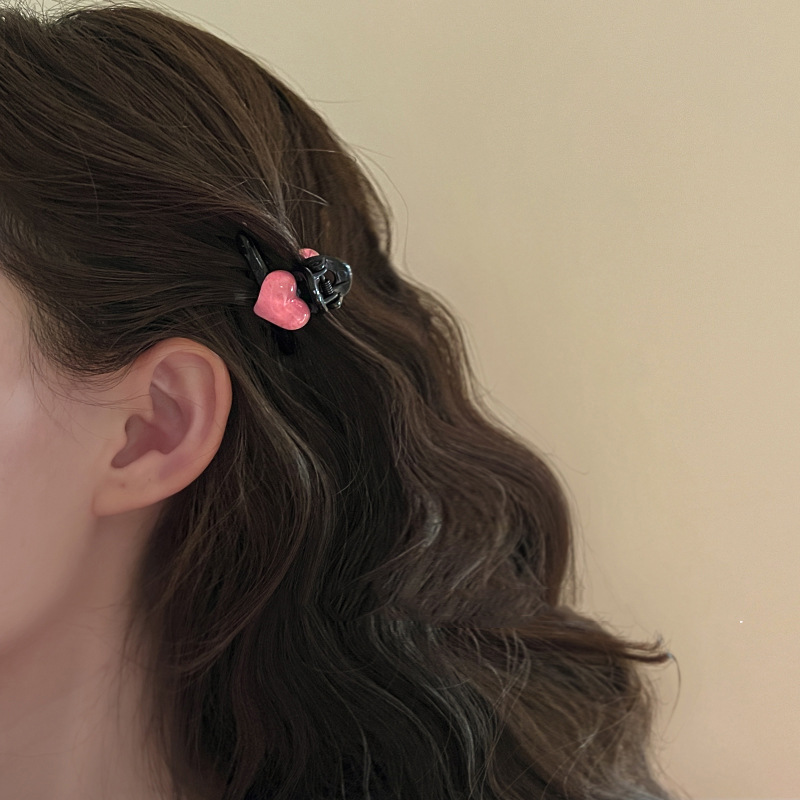 Pink Heart Hair Claw - Korean Sweet Minimalist Hair Clip for Women ...