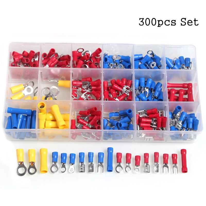 300Pcs Electrical Wire Crimp Terminal Kit Insulated Connectors for ...