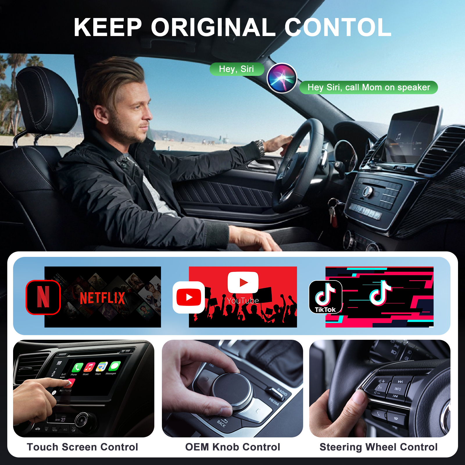 ANYTROX Wireless CarPlay vido adapter, convert factory wired CarPlay to ...