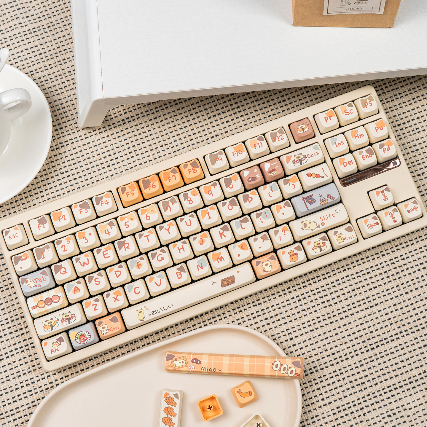 MAO Profile cat shape Keycap Cute PBT keycaps set for Mechanical ...