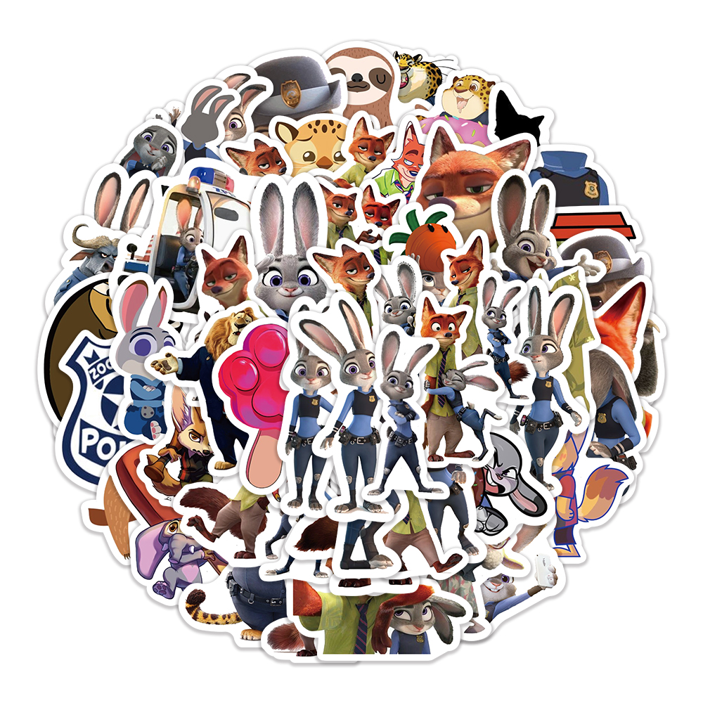 60PCS Disney Animated Zootopia Stickers Graffiti Funny Judy Hopps Nick ...