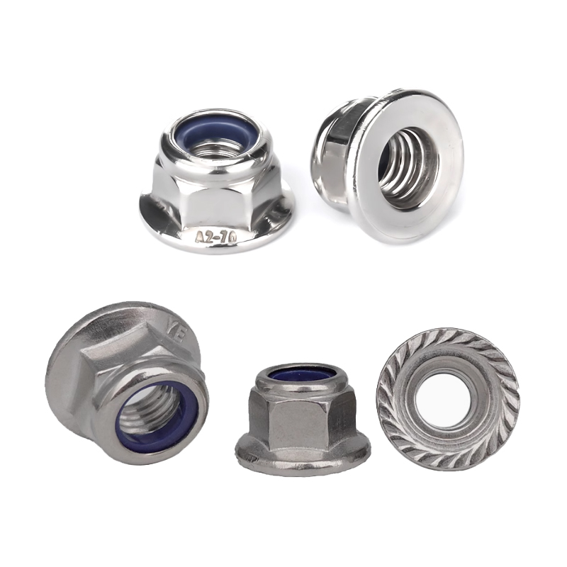 304 Stainless Steel Hexagon Flange Lock Nuts Flat Face or Belt Teeth ...