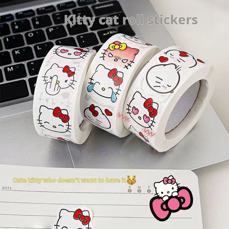 500pcs Cute Cartoon Cat Sticker Roll, Kawaii Decorative Sealing ...