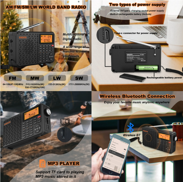 Tecsun PL-380 PL380 DSP professional Radio FM/LW/SW/MW Digital Portable ...