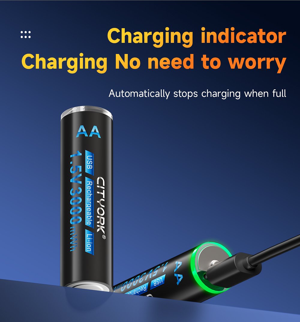 1.5v AA/AAA Battery Rechargeable aa Type-c Charging Battery USB ...