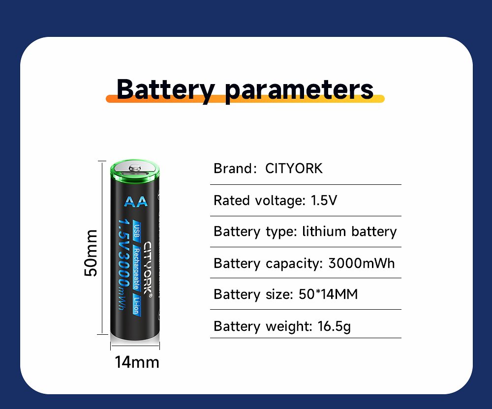 1.5v AA/AAA Battery Rechargeable aa Type-c Charging Battery USB ...
