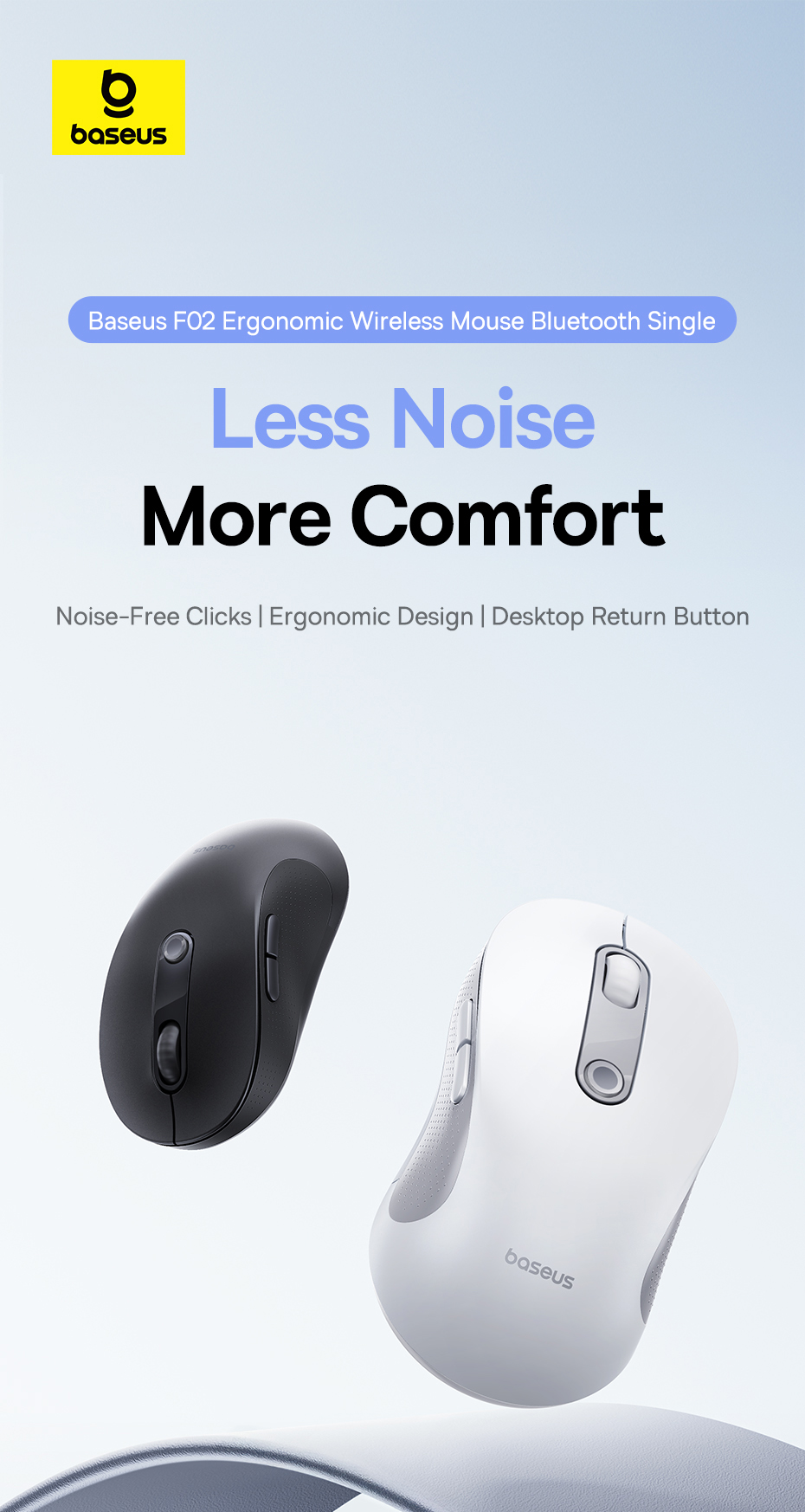 Baseus F02 Ergonomic Bluetooth 5.3 Wireless Mouse | Shopee Singapore