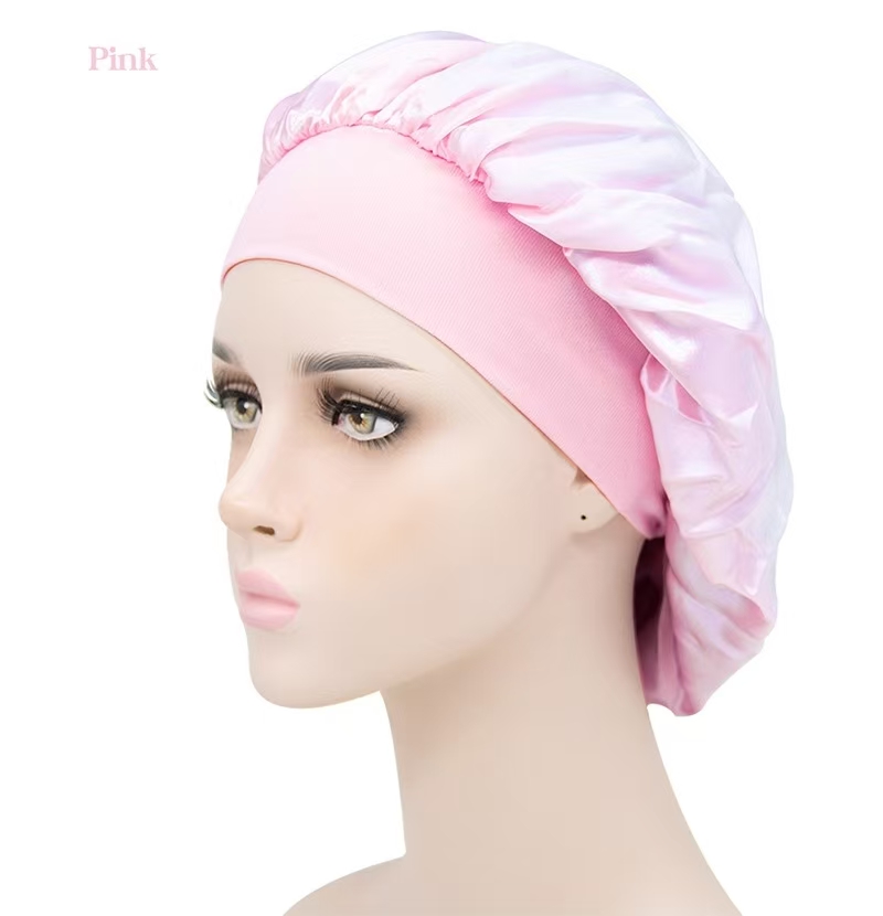 Newly Satin Night Hair Cap Women's Solid Sleeping Hat Sleep Care Bonnet ...