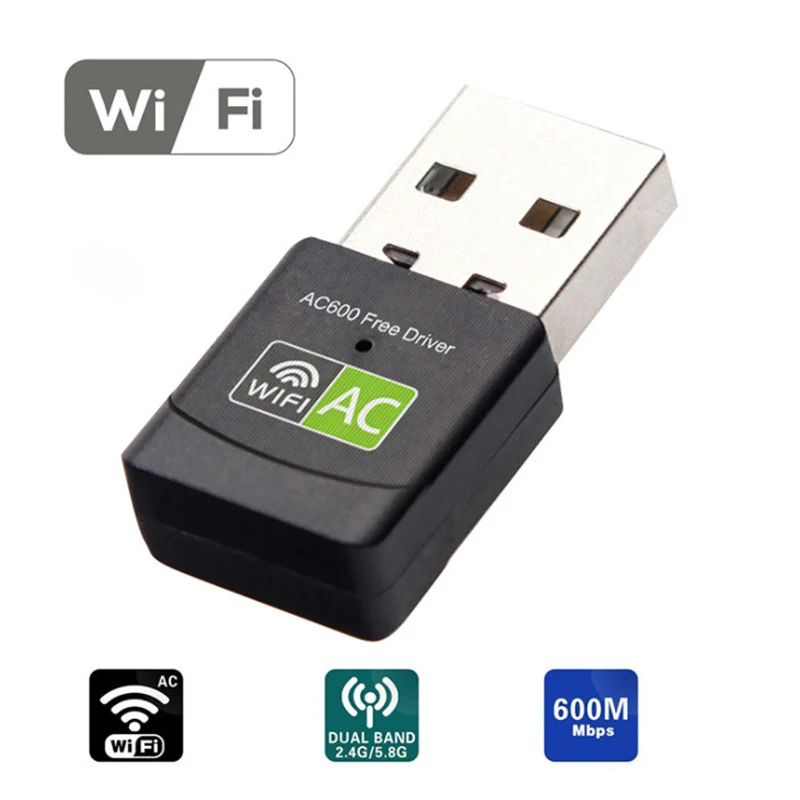 USB WiFi Receiver 600Mbps 2.4GHz 5GHz Dual Band with Ethernet Port and ...