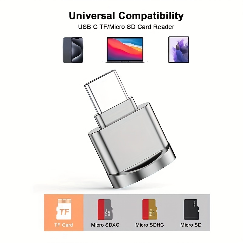 USB C Micro TF Card Reader Type C OTG Portable Card Reader Adapter for ...