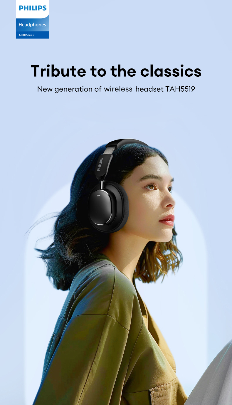PHILIPS TAH5519 Wireless ANC Headphones Bluetooth Earphone Up to 45 ...
