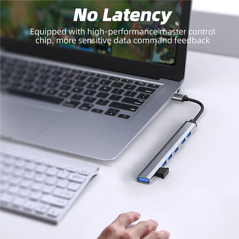 USB Hub 7 Port OTG Extender Type C Splitter Docking Station Alloy ...