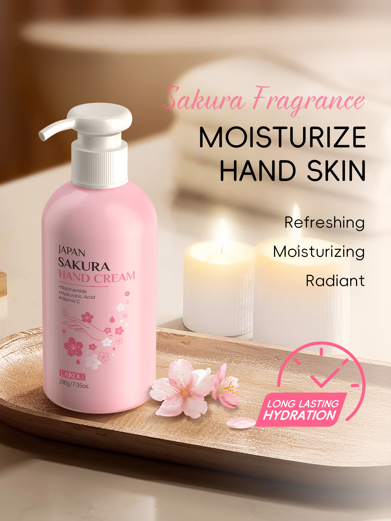 LAIKOU Japan Sakura Hand Cream Long-lasting Hydration Smooth Radiant ...