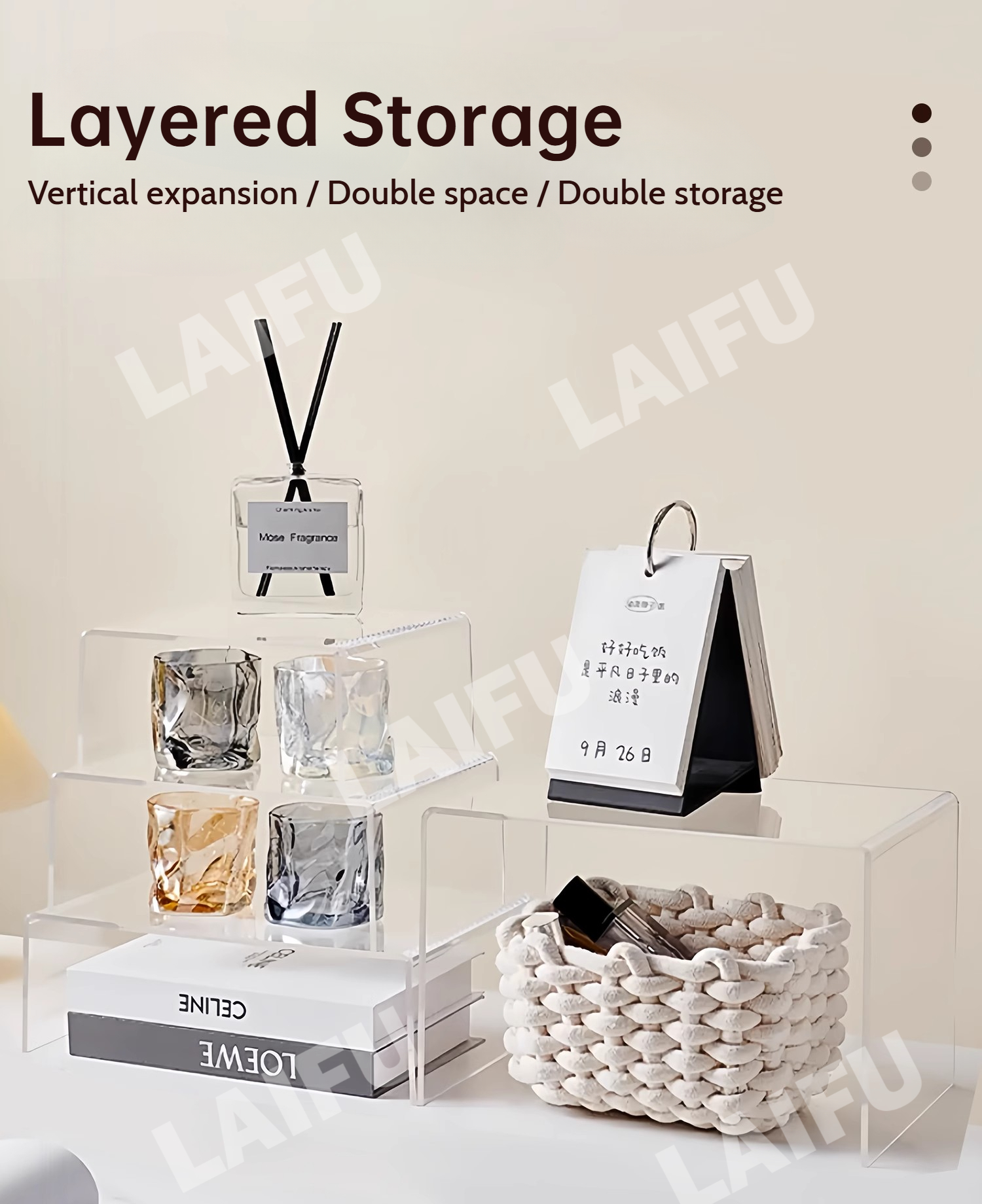 Acrylic Layered Storage Rack Kitchen Cabinet Partition Organizing Rack ...