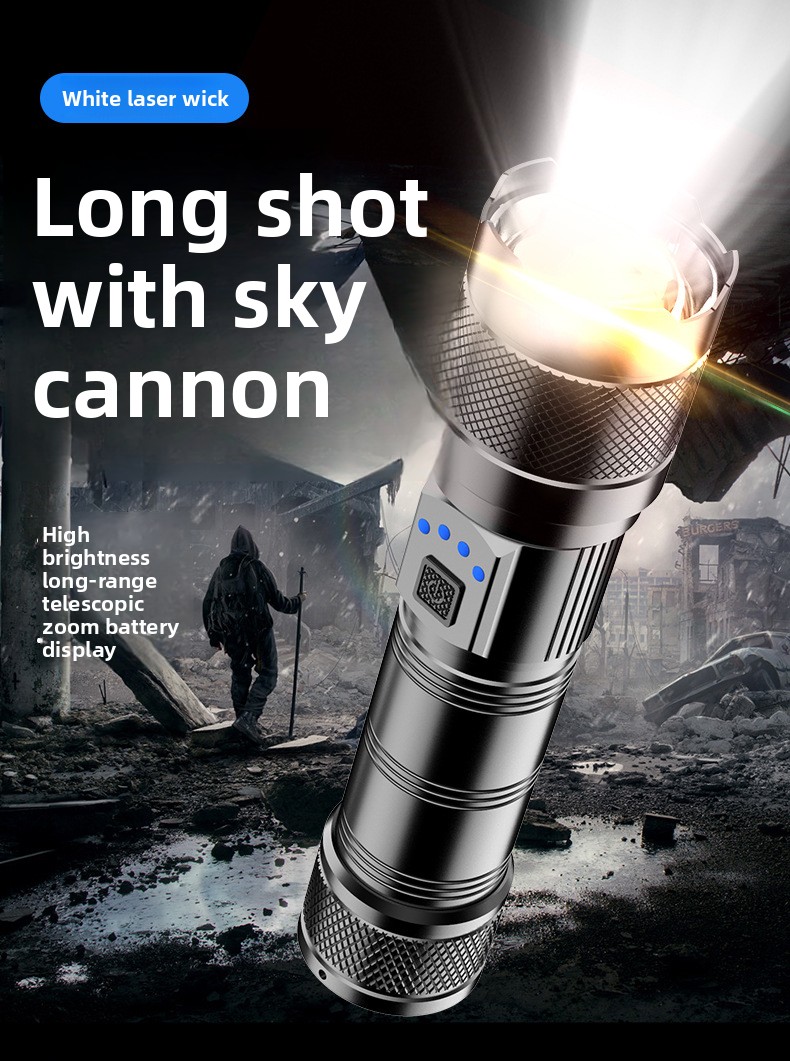 Compact White Laser Flashlight, Long Distance, Bright Beam, Aluminum ...