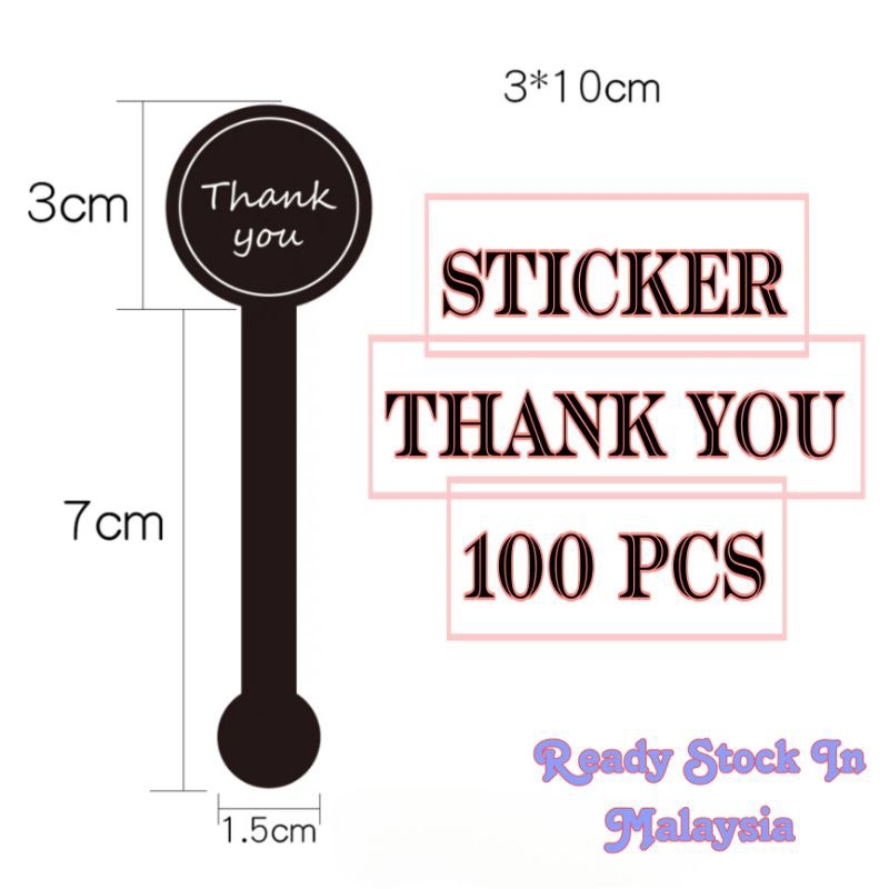 100pcs Thank You Long Label Stickers – Decorative Thank You Stickers ...