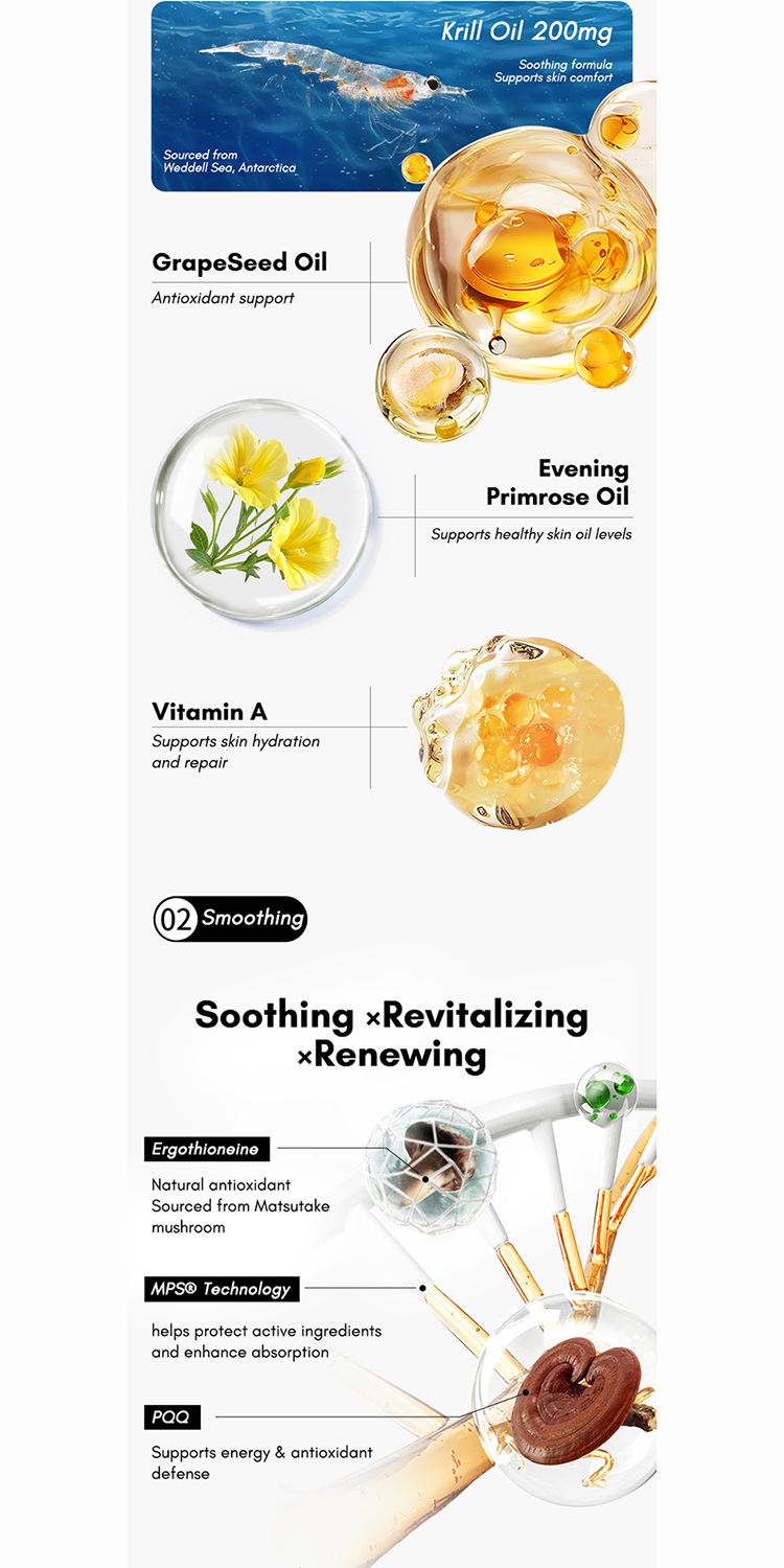 NYO3® Ageless Anti-Aging Whitening Antioxidants PQQ Herbal Extracts Krill Oil Collagen ...