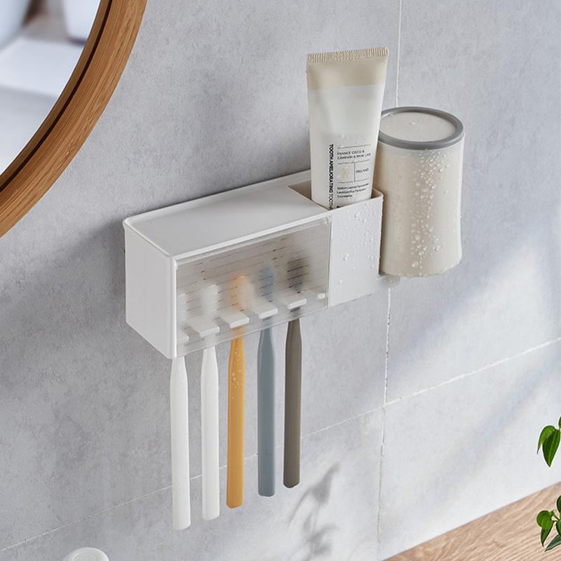 Wall-Mounted Toothbrush and Mouthwash Holder Set: Non-Perforated Dental ...