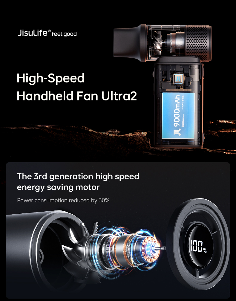 JisuLife Handheld Fan Ultra 2 High-speed Portable Fan 9000 mAh Outdoor ...