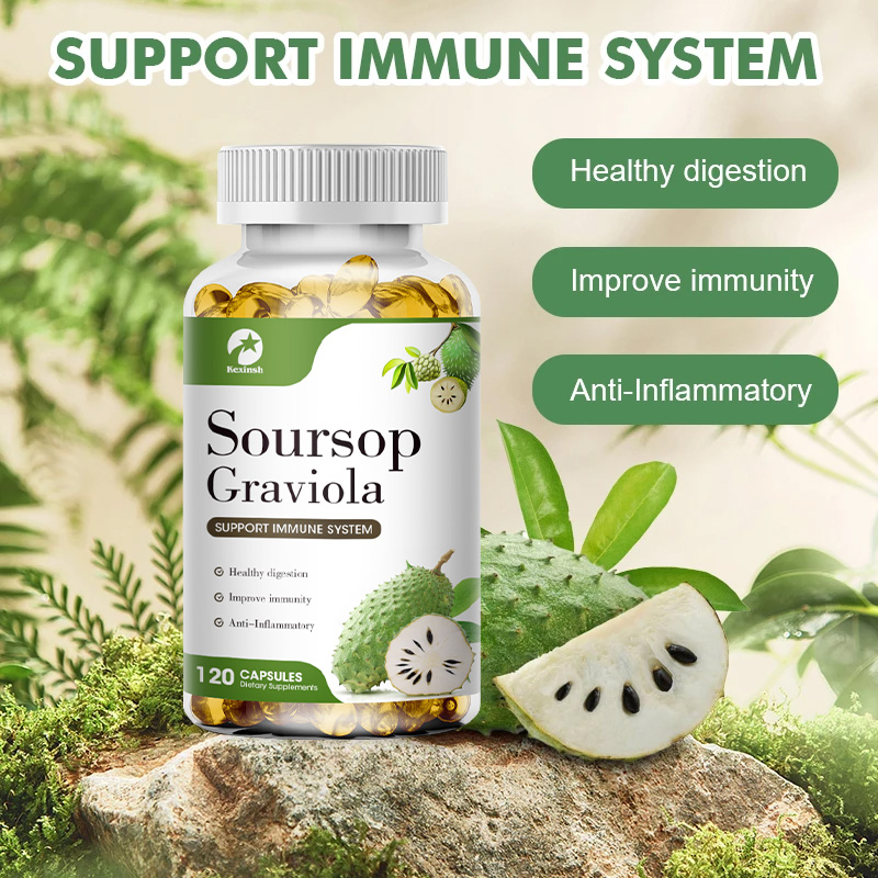 Kexinsh Soursop Graviola Capsules with Moringa, Black Seed, Turmeric ...
