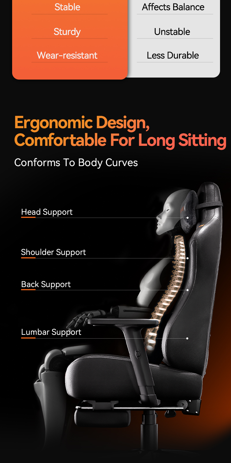 YISONG Xspark 135° Gaming Office Ergonomic Computer Armchair Chair With ...